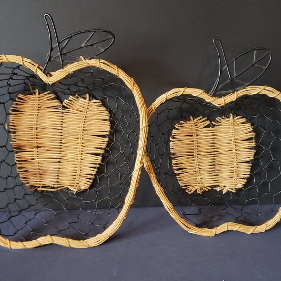 Accents | Apple Shaped Fruit Basket Wire And Wicker | Poshmark